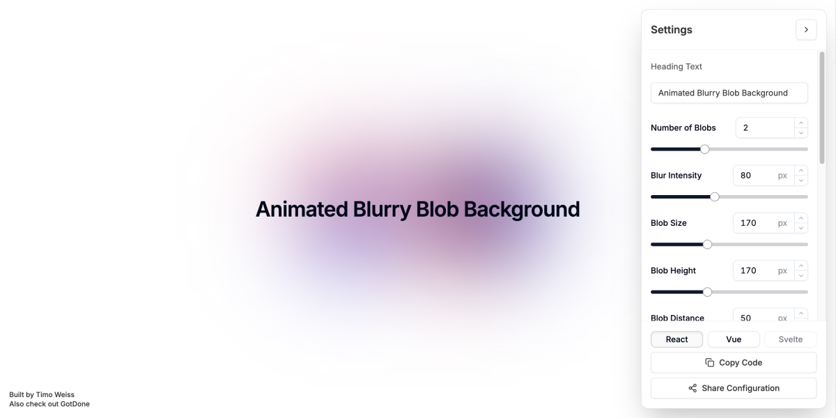 Animated Blurry Blob Background Generator